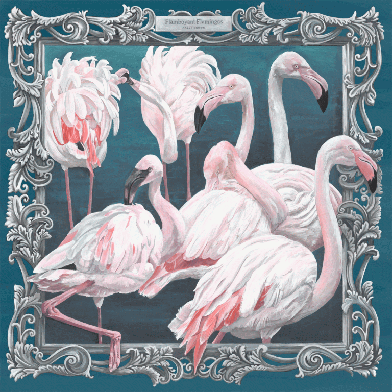 Flamboyant Flamingo Friends - Cushion Art - Sally Brown Art